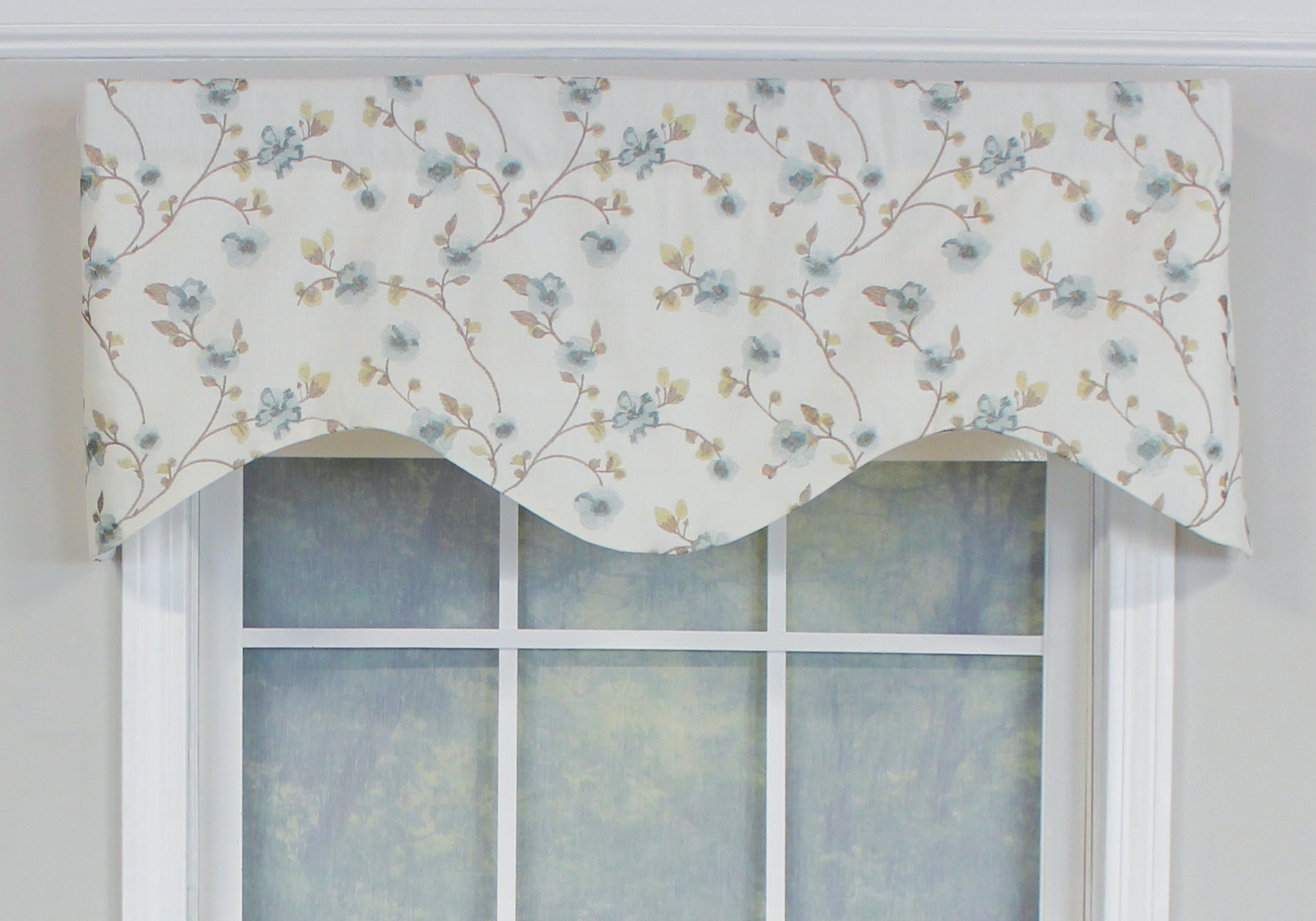 RLF Home Funlover Floral Cotton Blend Scalloped 50'' W Window Valance ...