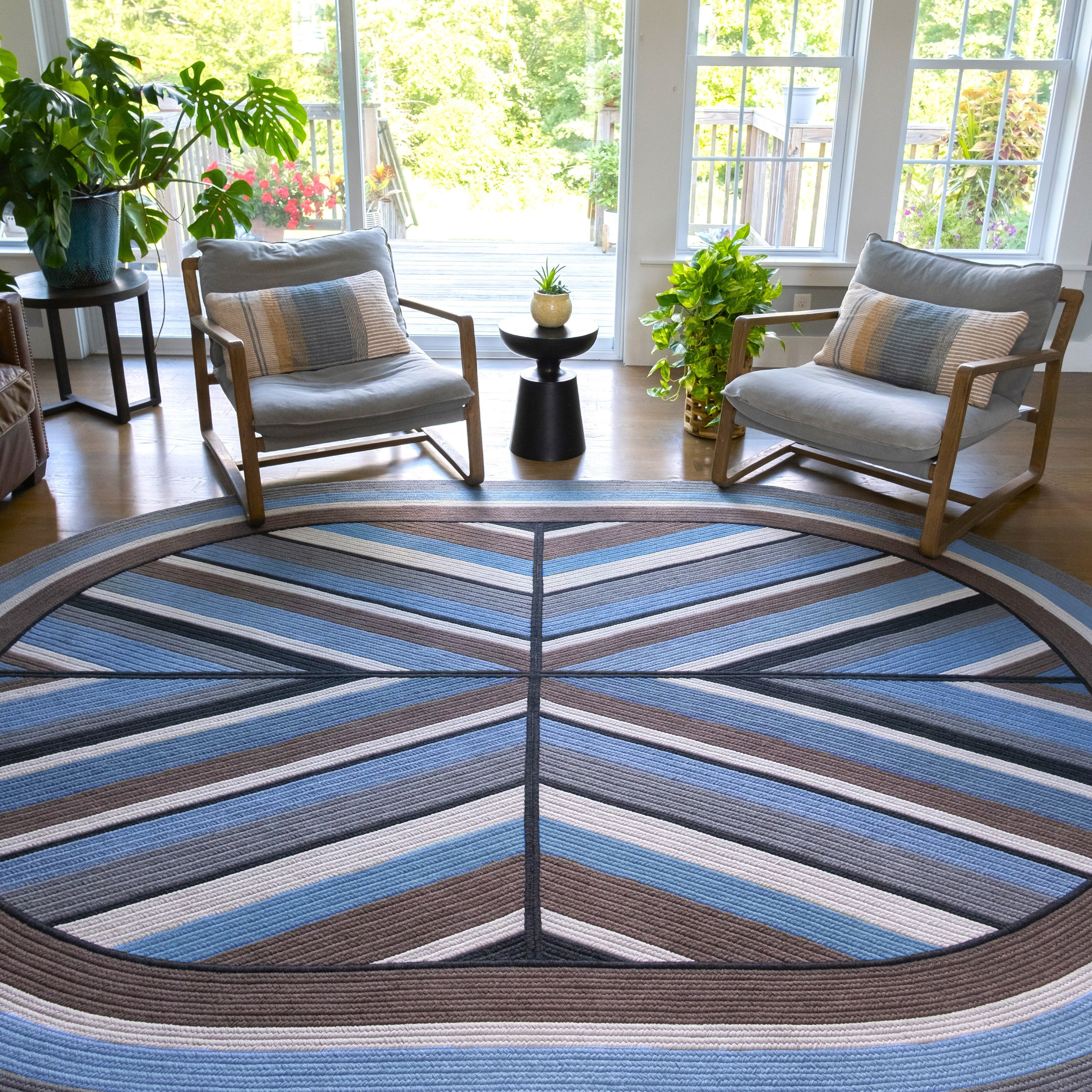 Colonial Mills Oval Sunbrella Voodoo Striped Flatweave Acrylic Indoor ...