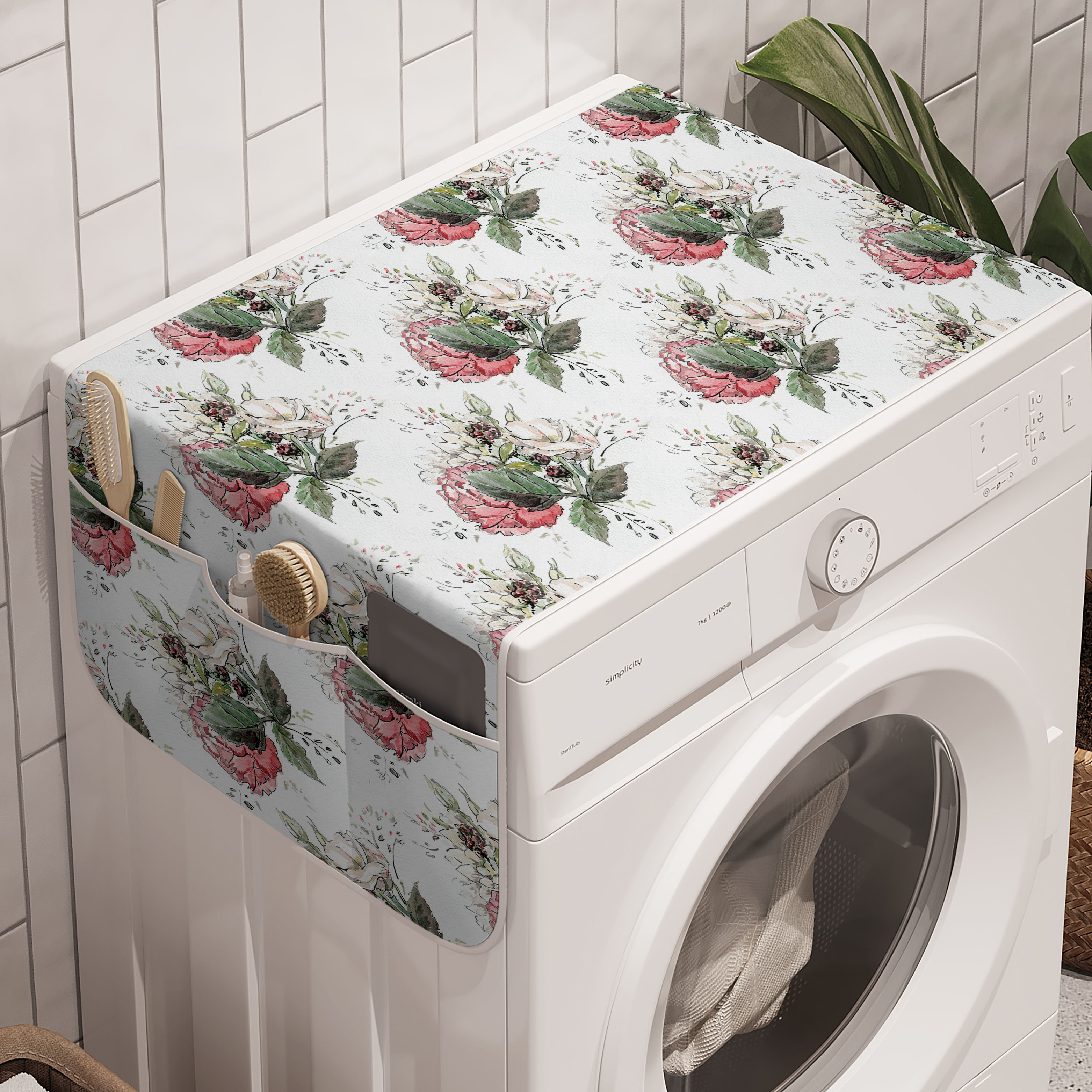 East Urban Home Floral Washing Machine Organizer Pack of 2 47" x 18.5 ...