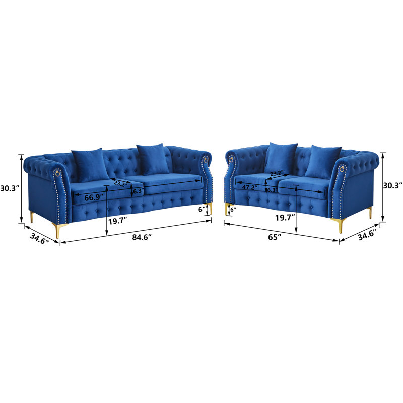 House of Hampton® Frotten 2 - Piece Velvet Living Room Set | Wayfair