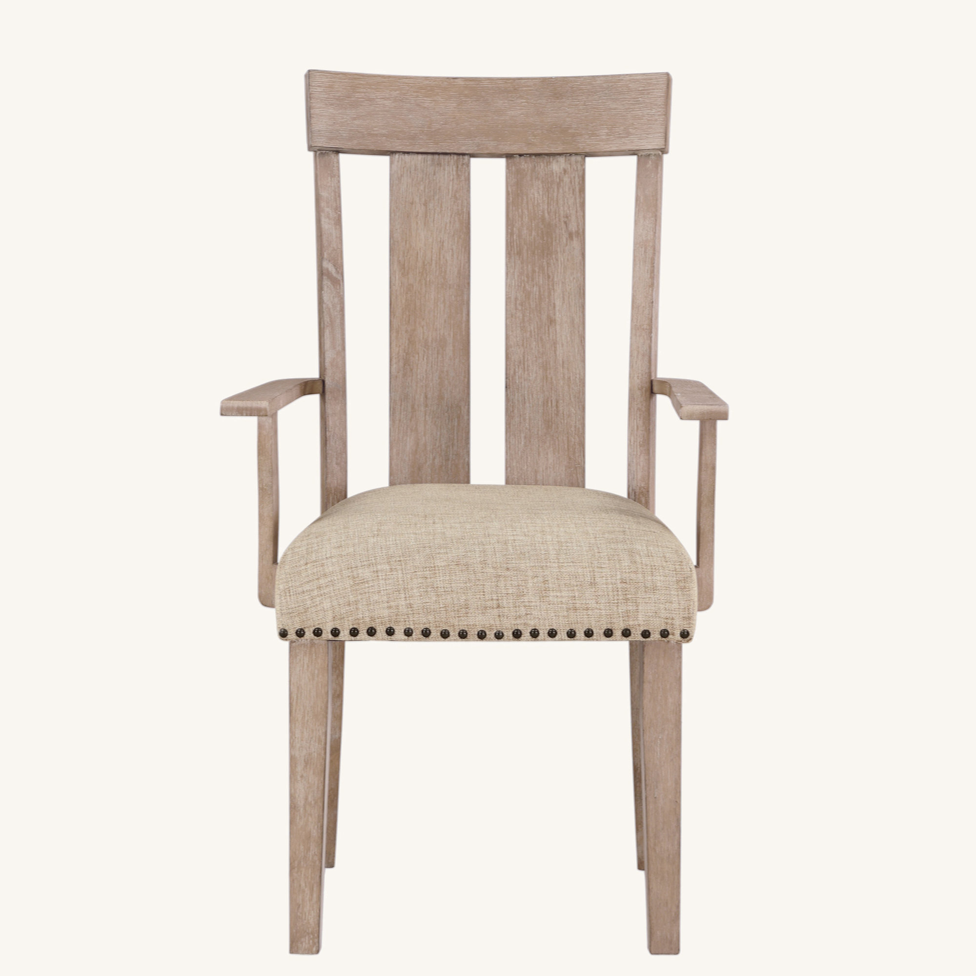 Wildon Home® Beige And Maple Padded Arm Chair (Set Of 2) | Wayfair