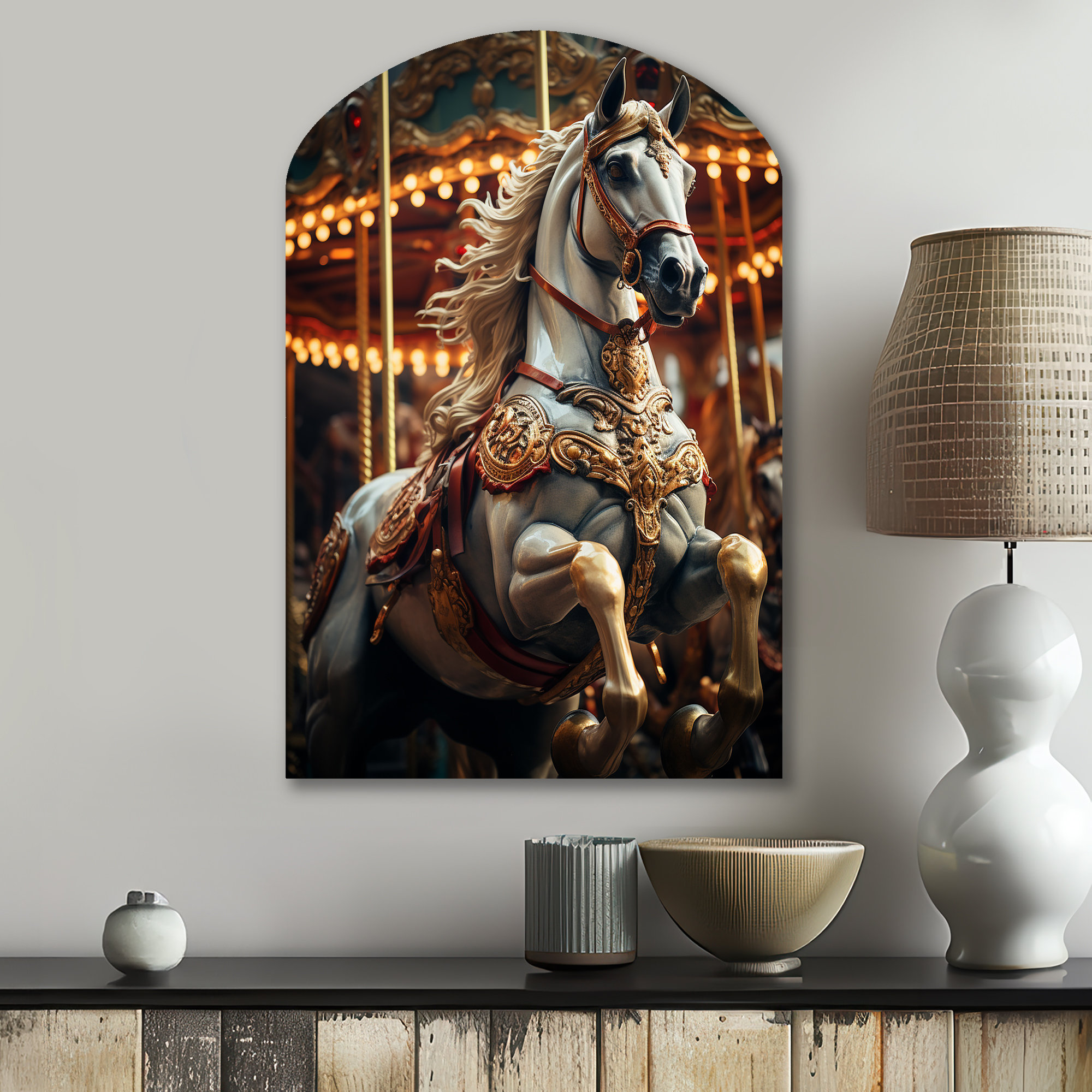 Latitude Run® Carousel - Carousel Arch Shape Irregular Metal Wall Decor ...