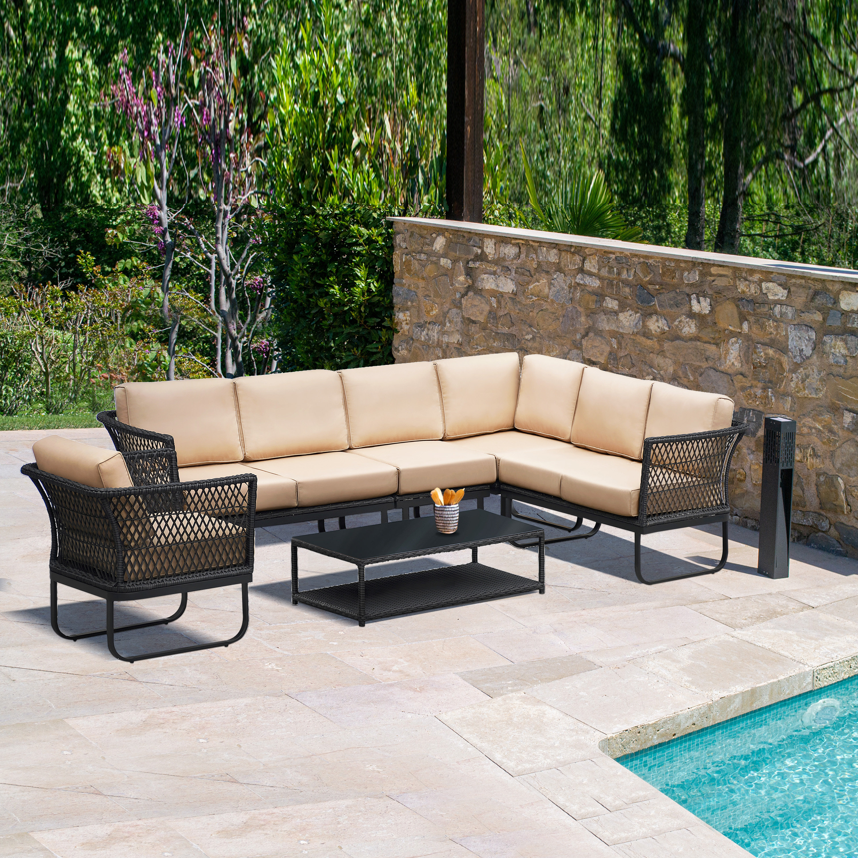 Red Barrel Studio® Aveah 6 - Person Outdoor Seating Group with Cushions ...