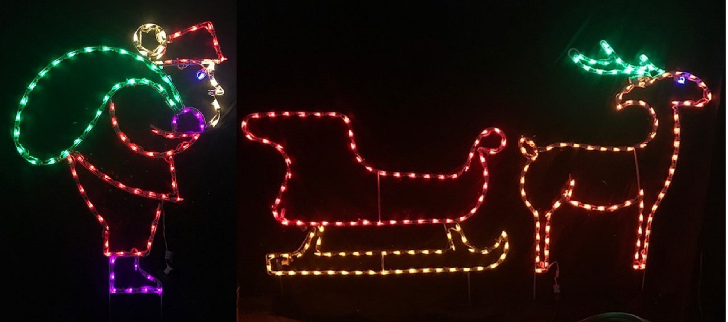 Lori's Lighted D'Lites Santa Loading Sleigh With Reindeer Christmas ...