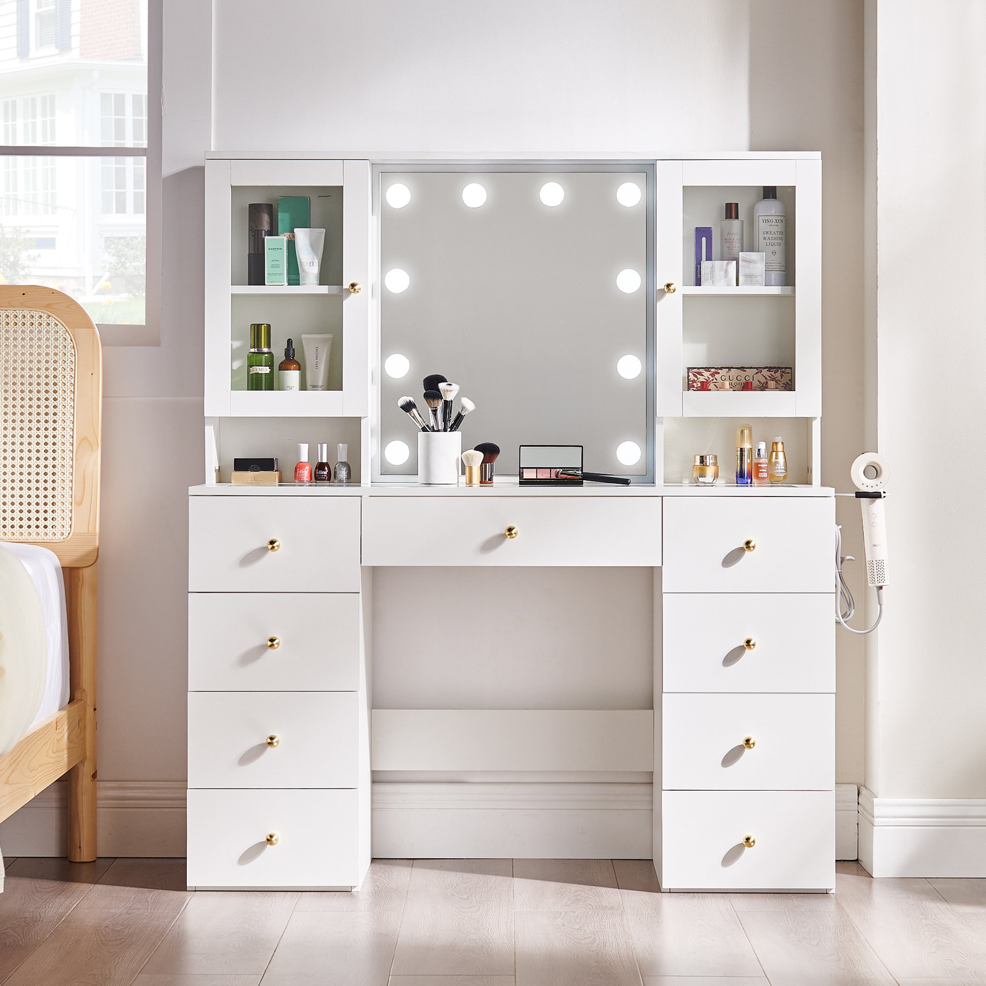 Latitude Run® 47.2In Adjustable Light Dressing Table With 3 Color Modes ...