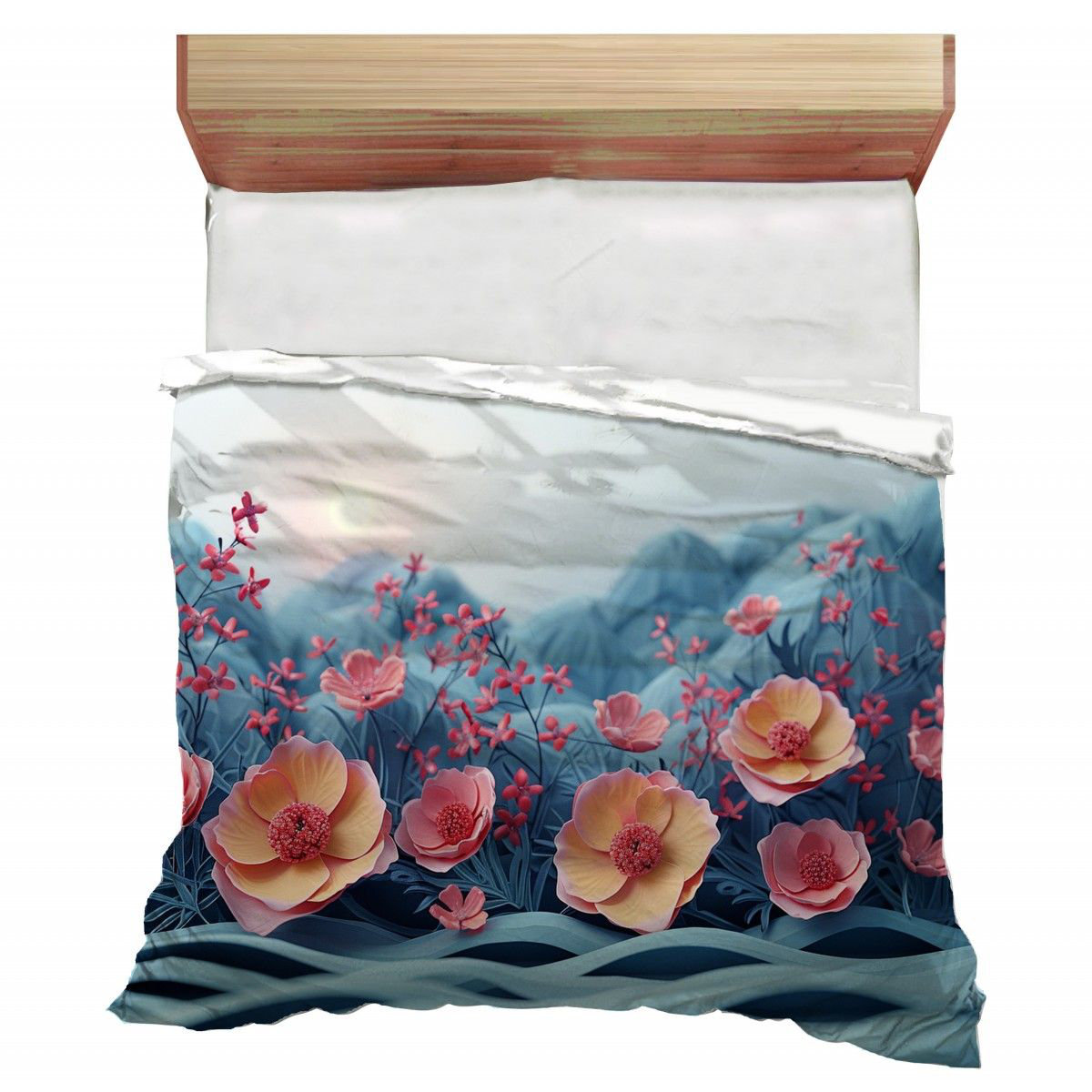 VisionDecor Floral Art Bedding Art Duvet Cover Bloom Waves | Wayfair
