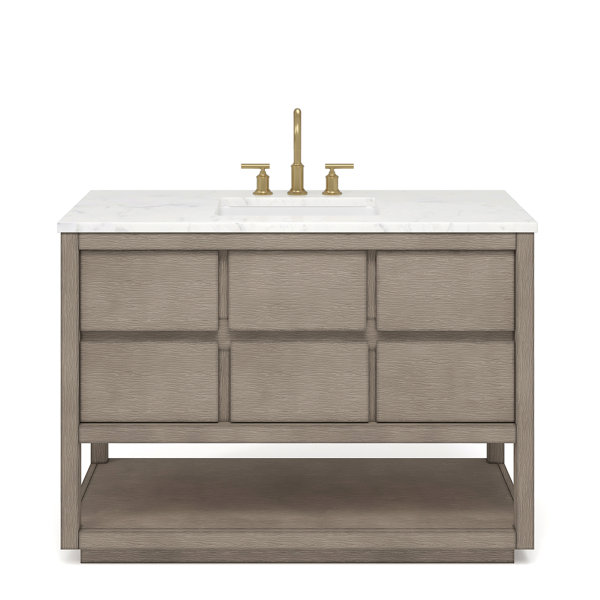 Wade Logan® Oakman 48" Carrara White Marble Countertop Bath Vanity in ...
