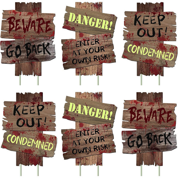 The Holiday Aisle® Halloween Decorations Beware Signs Yard Stakes ...