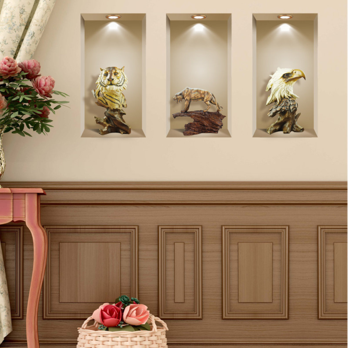 Bungalow Rose 3D Niche Wall Art Decals - 3 Pieces | Easy To Apply ...