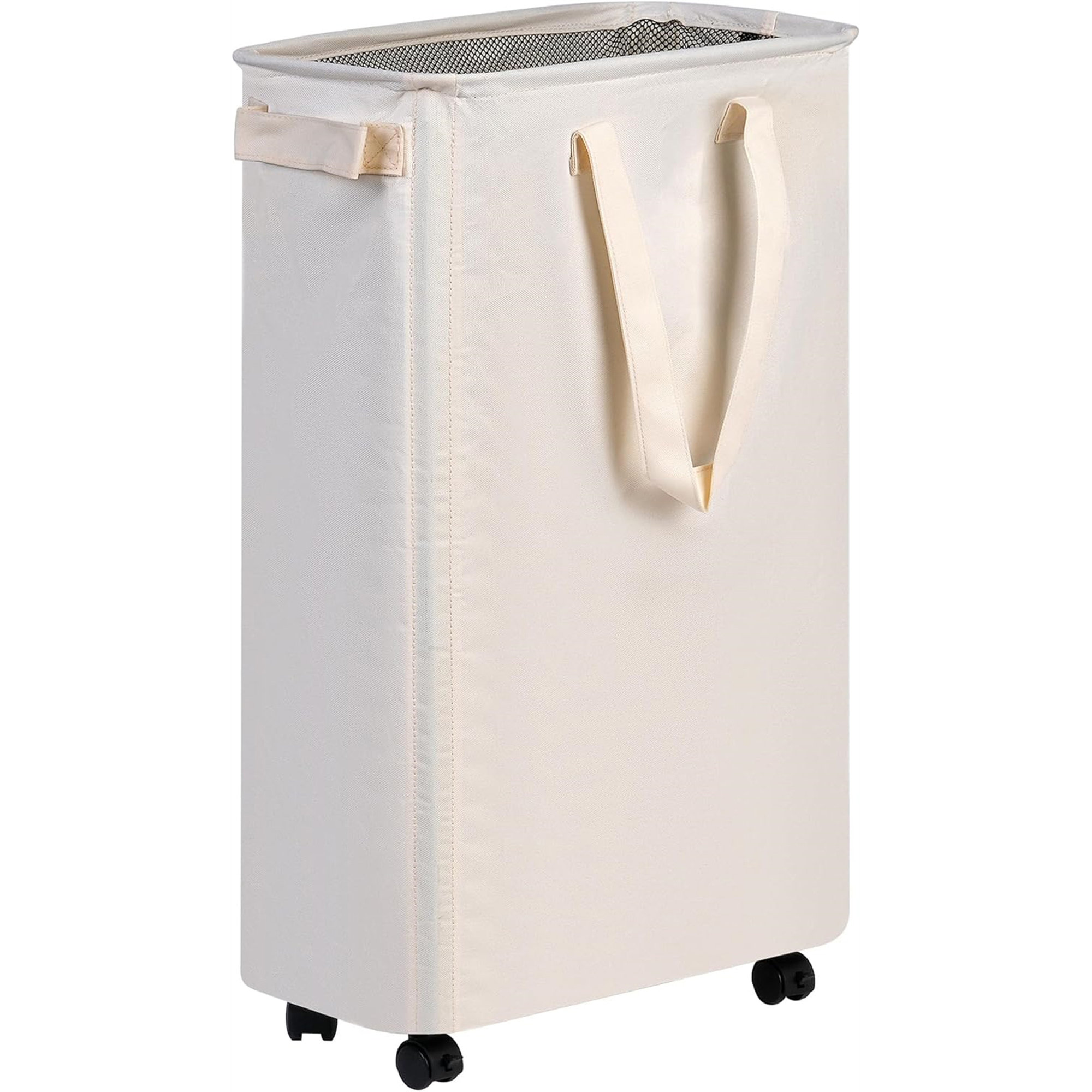 Latitude Run® Slim Laundry Basket, Rolling Hampers for Laundry, Small Laundry Bin, 48L Beige ...
