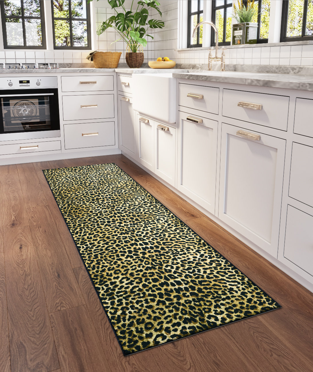 Everly Quinn Addison Safari Leopard Animal Print Gilded Shag Rug ...