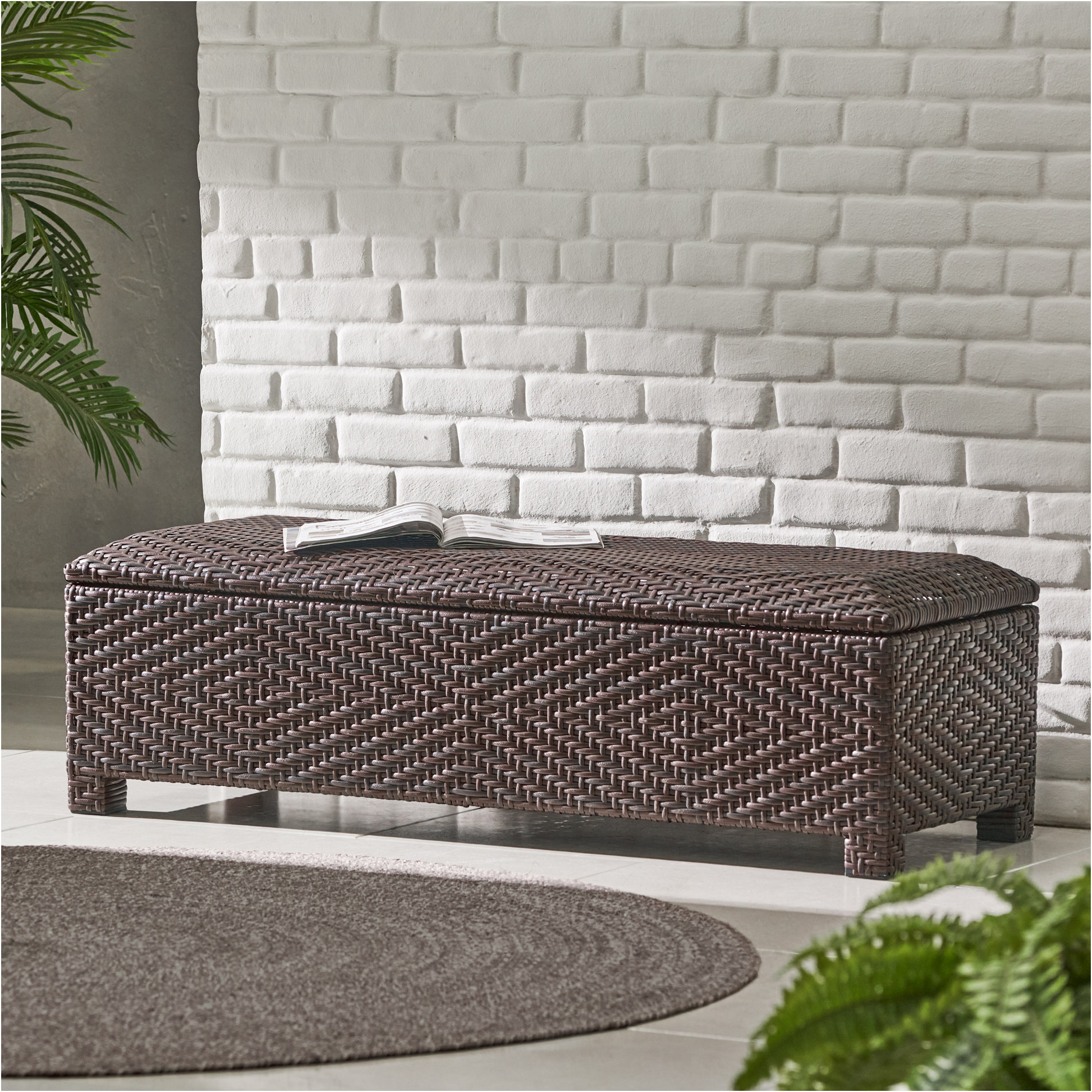 Hokku Designs SANTIAGO PE WICKER STORAGE BENCH | Wayfair