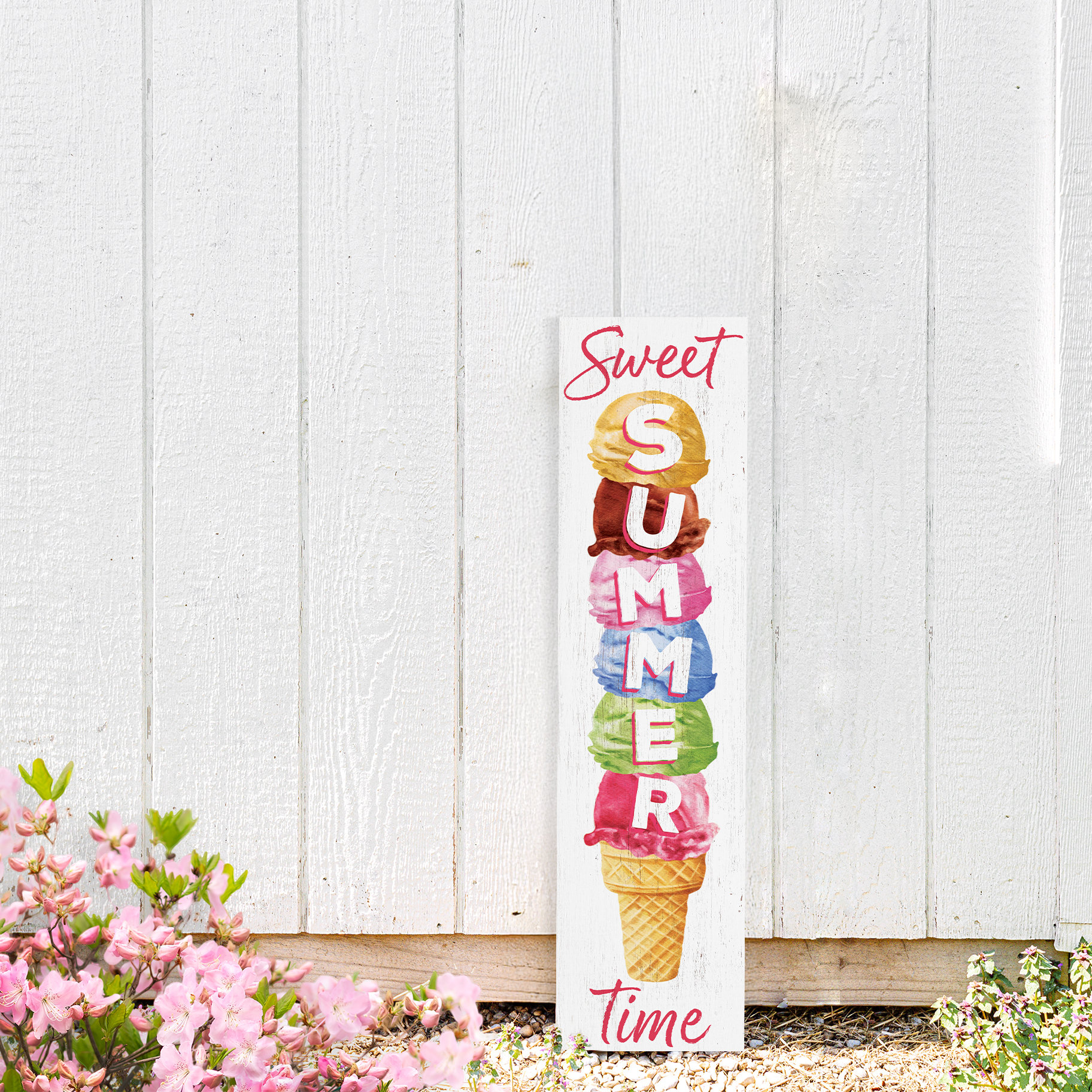 Trinx Sweet Summer Time Ice Cream Porch Sign - Wooden Front Door Wall ...