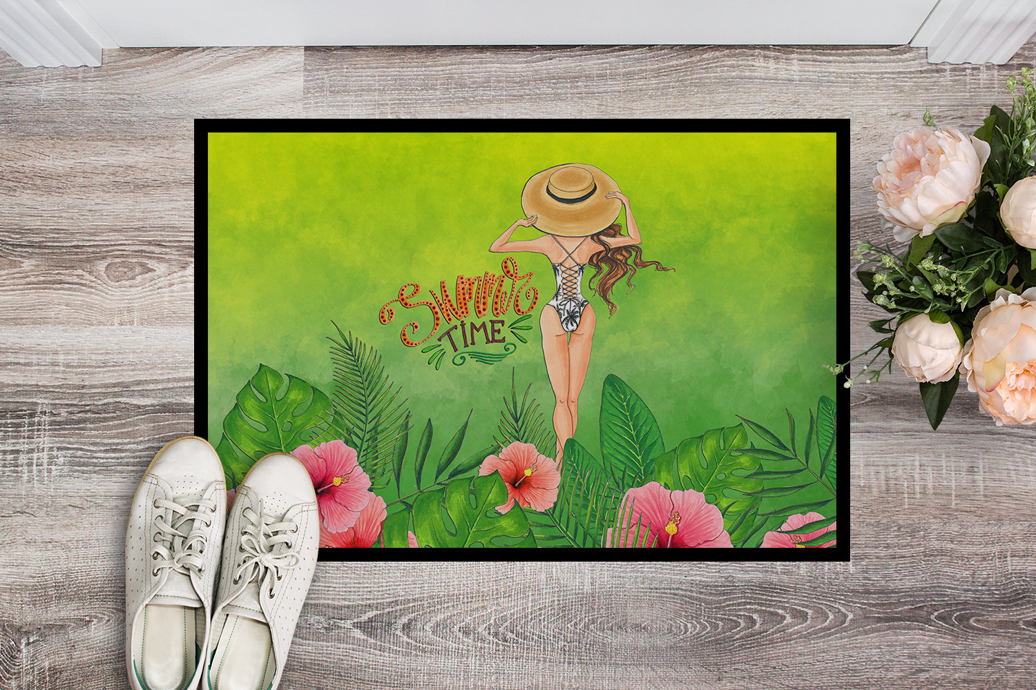 Bay Isle Home™ Sandoval Summer Time Lady in Swimsuit Non-Slip Outdoor ...