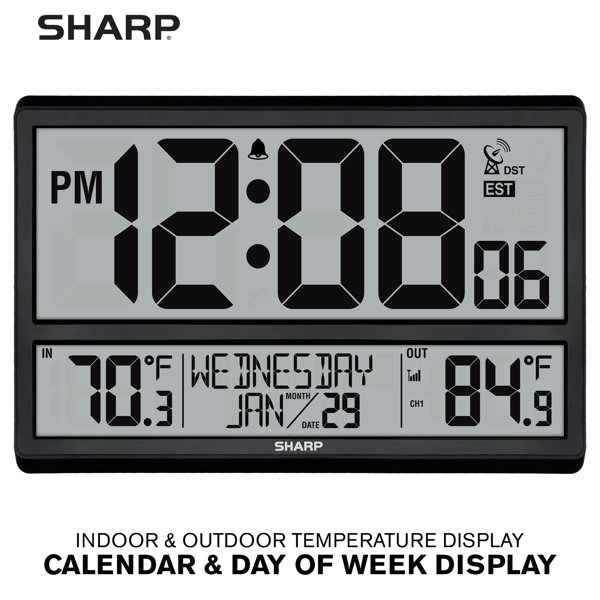 Sharp Atomic Digital Tabletop Alarm Clock, Never Needs Setting, Indoor ...