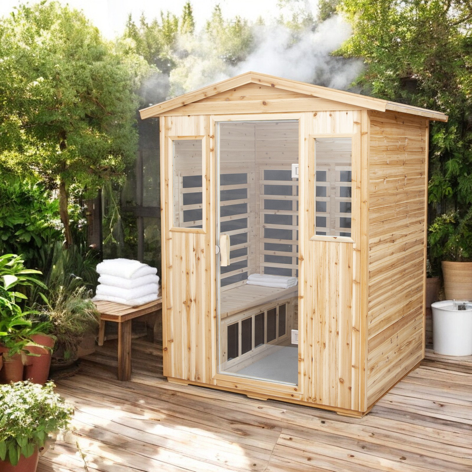 Gracie Oaks Lomant 4 - Person Far-infrared Outdoor Sauna Room & Reviews ...