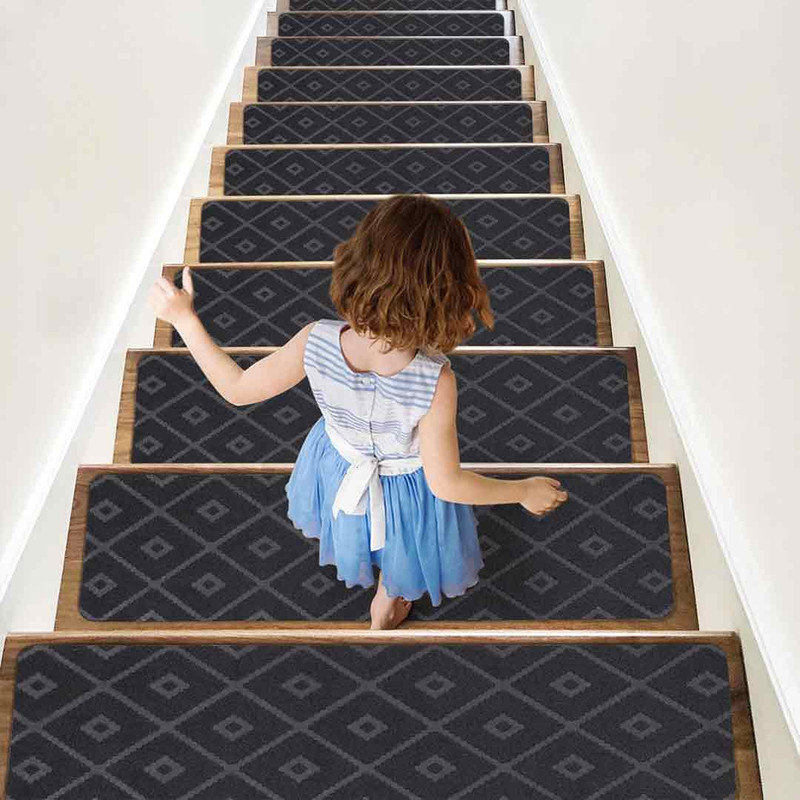 Latitude Run® Non-Slip Carpet Stair Treads for Wooden Steps, 15 Pack ...
