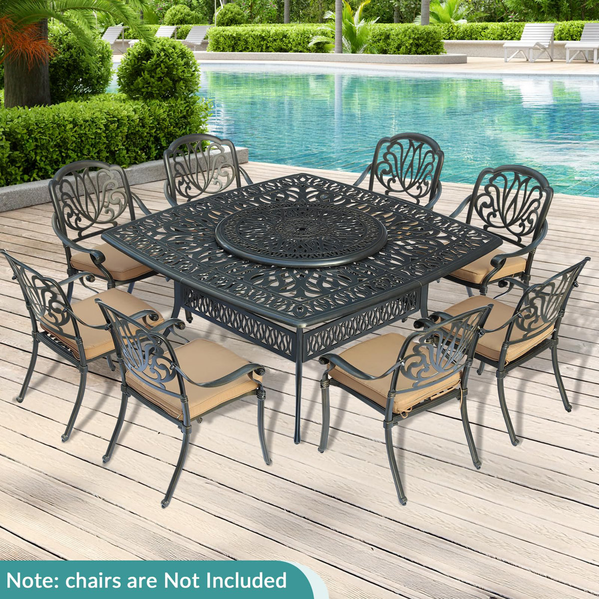 Charlton Home® Evelett Outdoor 64" Square Patio Dining Table With ...