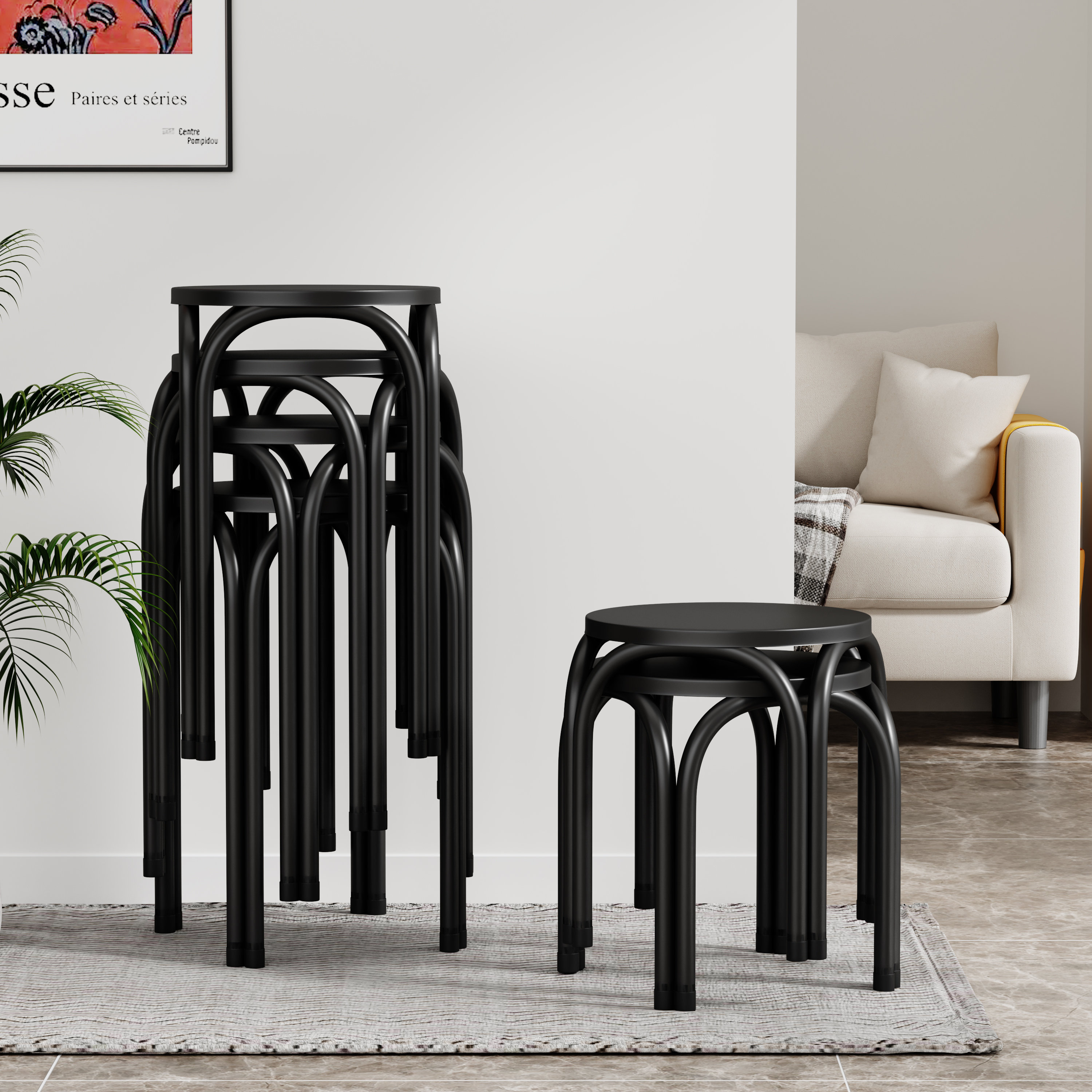 Ebern Designs Yamen Metal Backless Stacking Side Chair Dining Chair ...