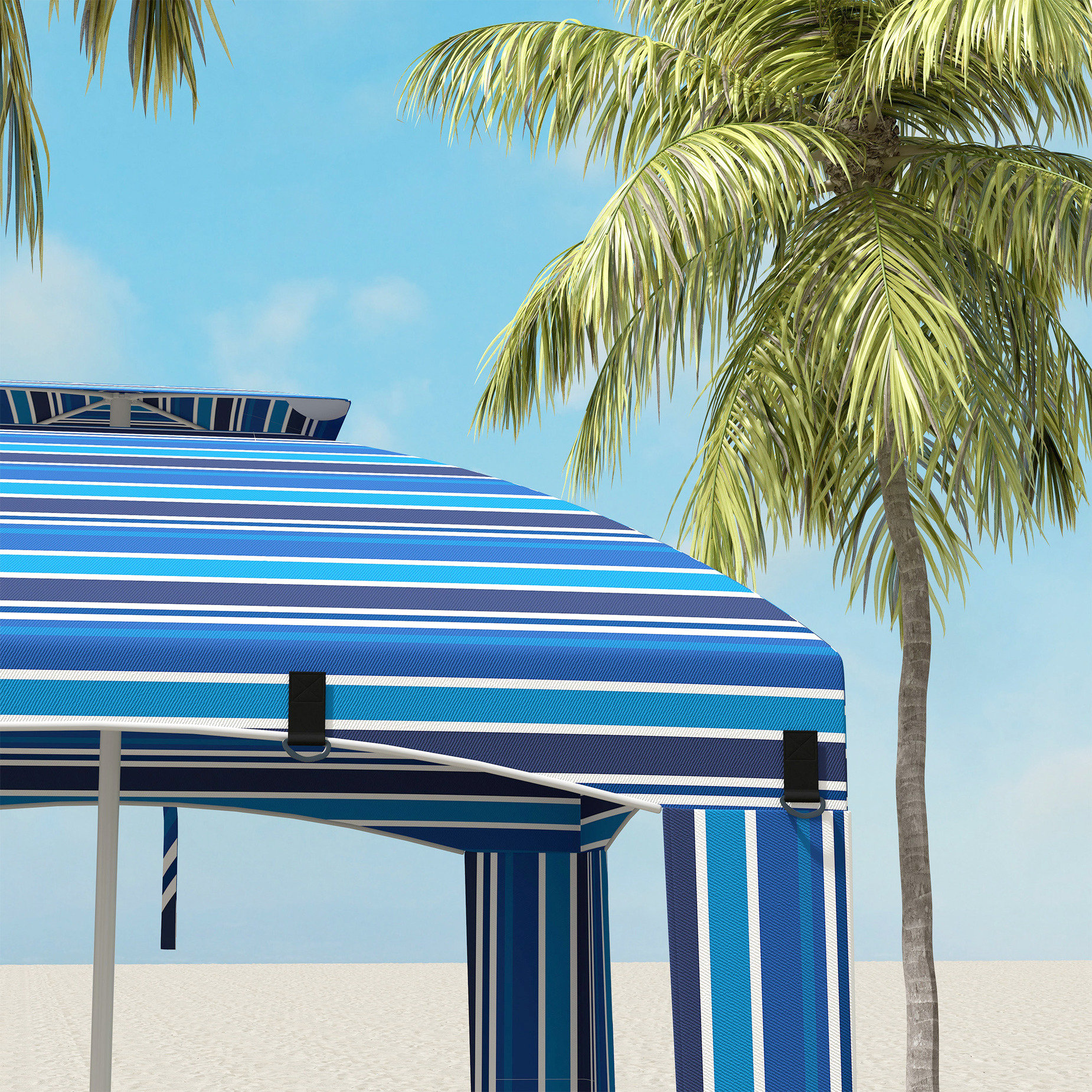 Arlmont & Co. Beach Umbrella With Double-Top And Walls, Vents, Sandbags ...