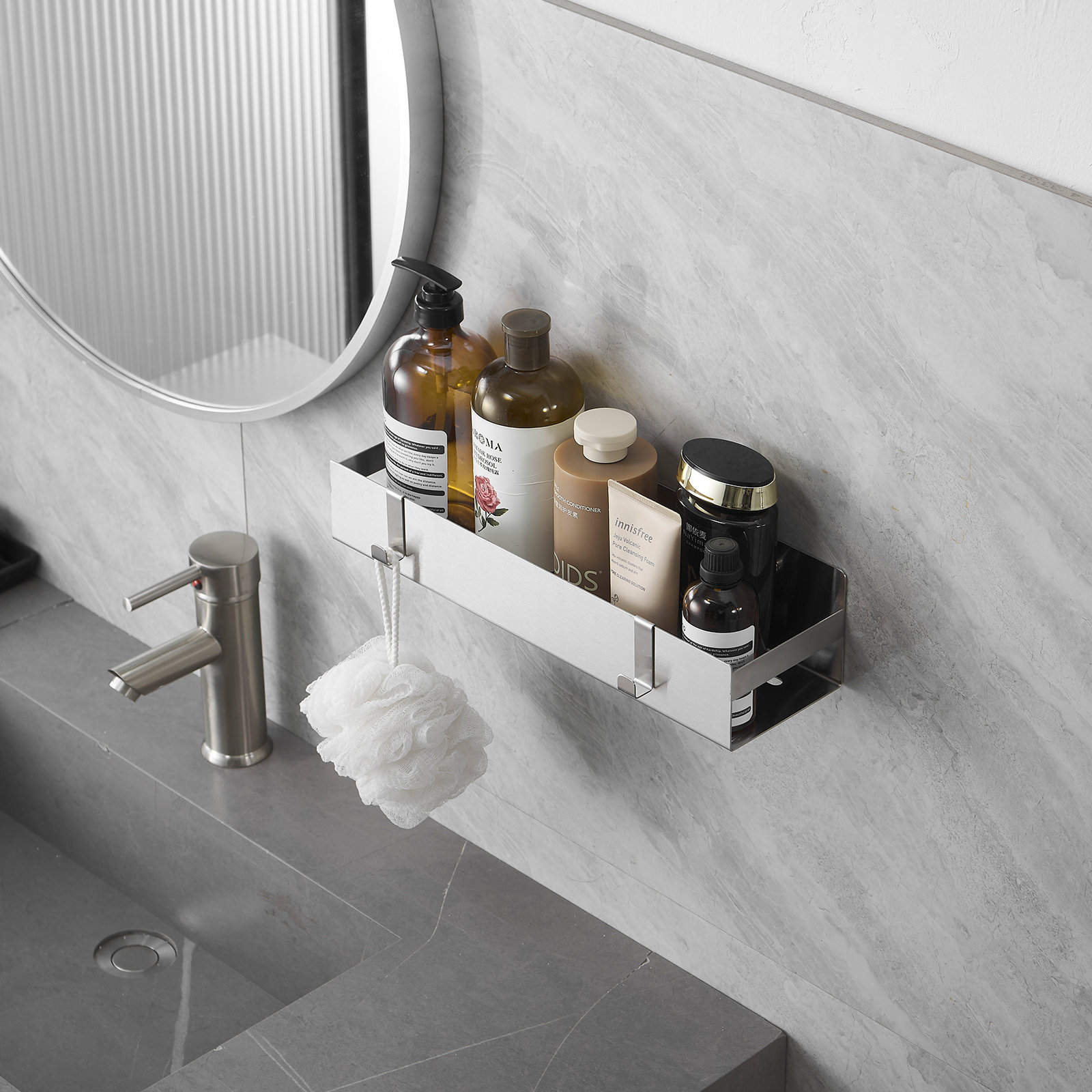 Rebrilliant Wall Mount Stainless Steel Shower Shelf | Wayfair