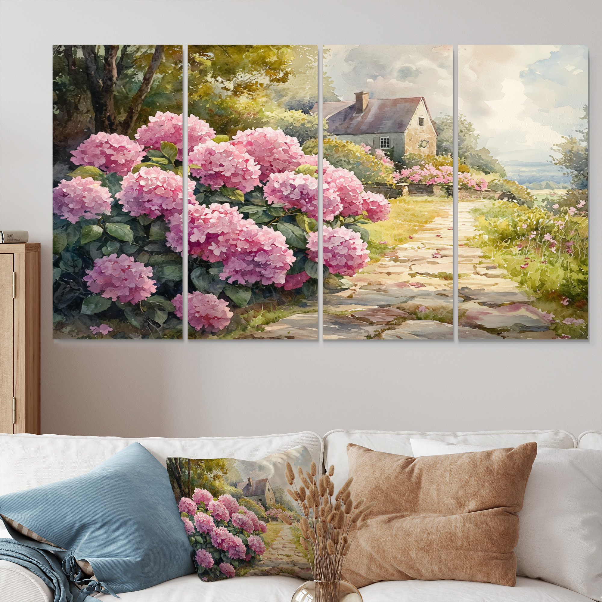 Lark Manor™ Hydrangeas By The Stone Path II - Hydrangea Wall Decor ...
