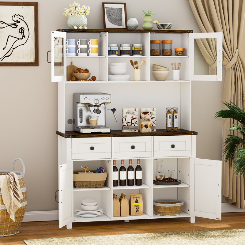 Gracie Oaks Kenzlea Farmhouse Kitchen Pantry Storage Cabinet, 68 ...