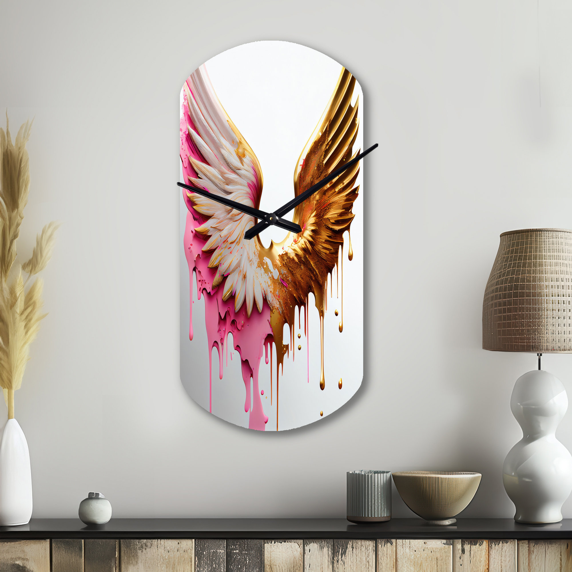 Design Art Dusty Pink Angel Wings - Cylinder Shape Unique Abstract Wall ...