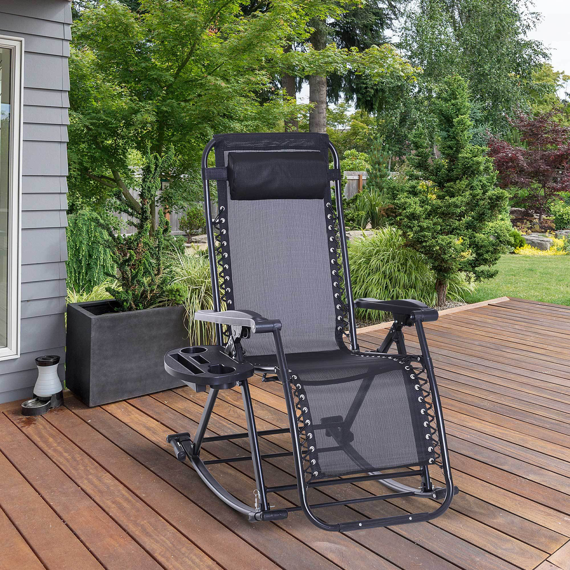 Dovecove Foldable Anti-gravity Steel Rocking Lounge Chair For Outdoor ...