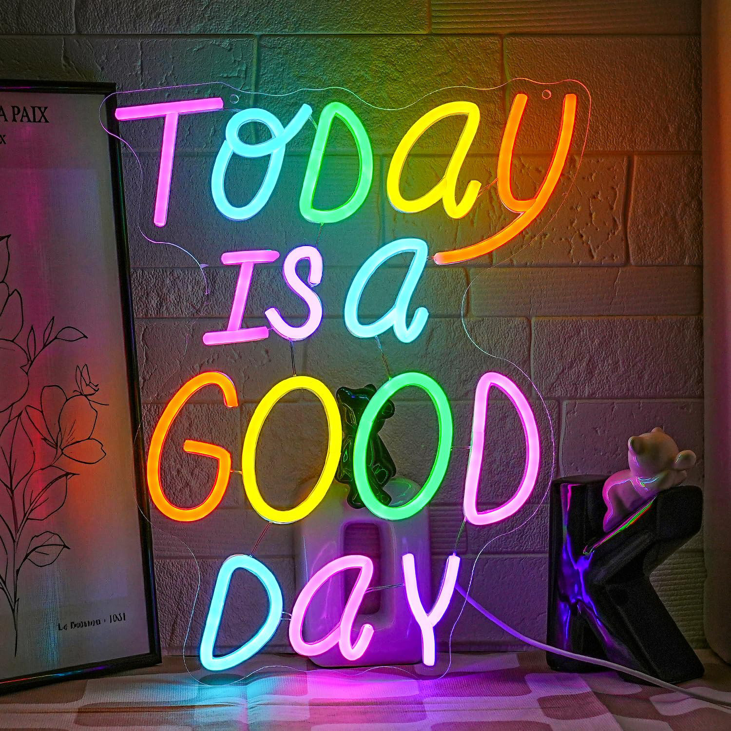 Trinx Today Is A Good Day Neon Sign Letter Neon Light Colorful Words ...