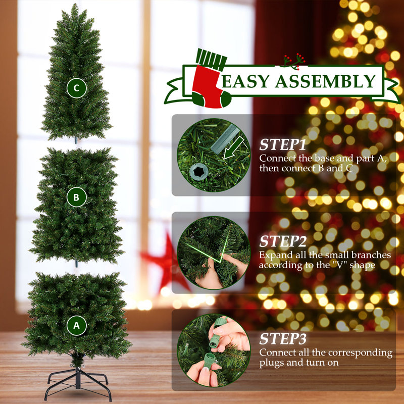 The Holiday Aisle® 6Ft Pre-Lit Pencil Artificial Christmas Tree With ...