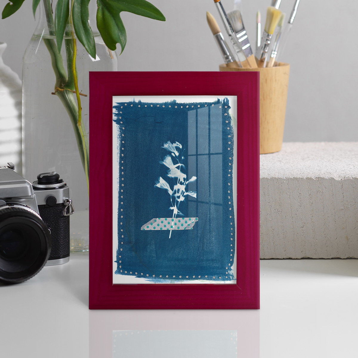 Winston Porter Cyanotype Pressed Leaves I - Single Picture Frame Print ...