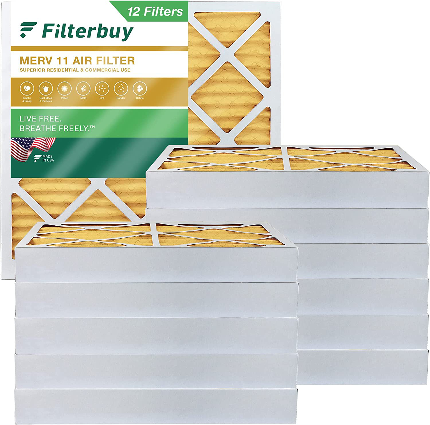 Filterbuy 24 x 24 x 4 Air Filter MERV 11, Pleated HVAC AC Furnace ...