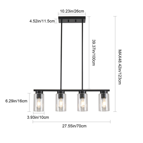 Latitude Run® Dyllian 4 - Light Kitchen Island Pendant Lighting Linear ...