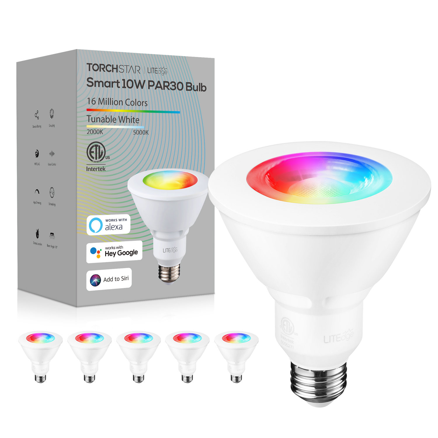 TORCHSTAR 10 Watt, PAR30 LED Smart, Dimmable, Light Bulb Colour ...