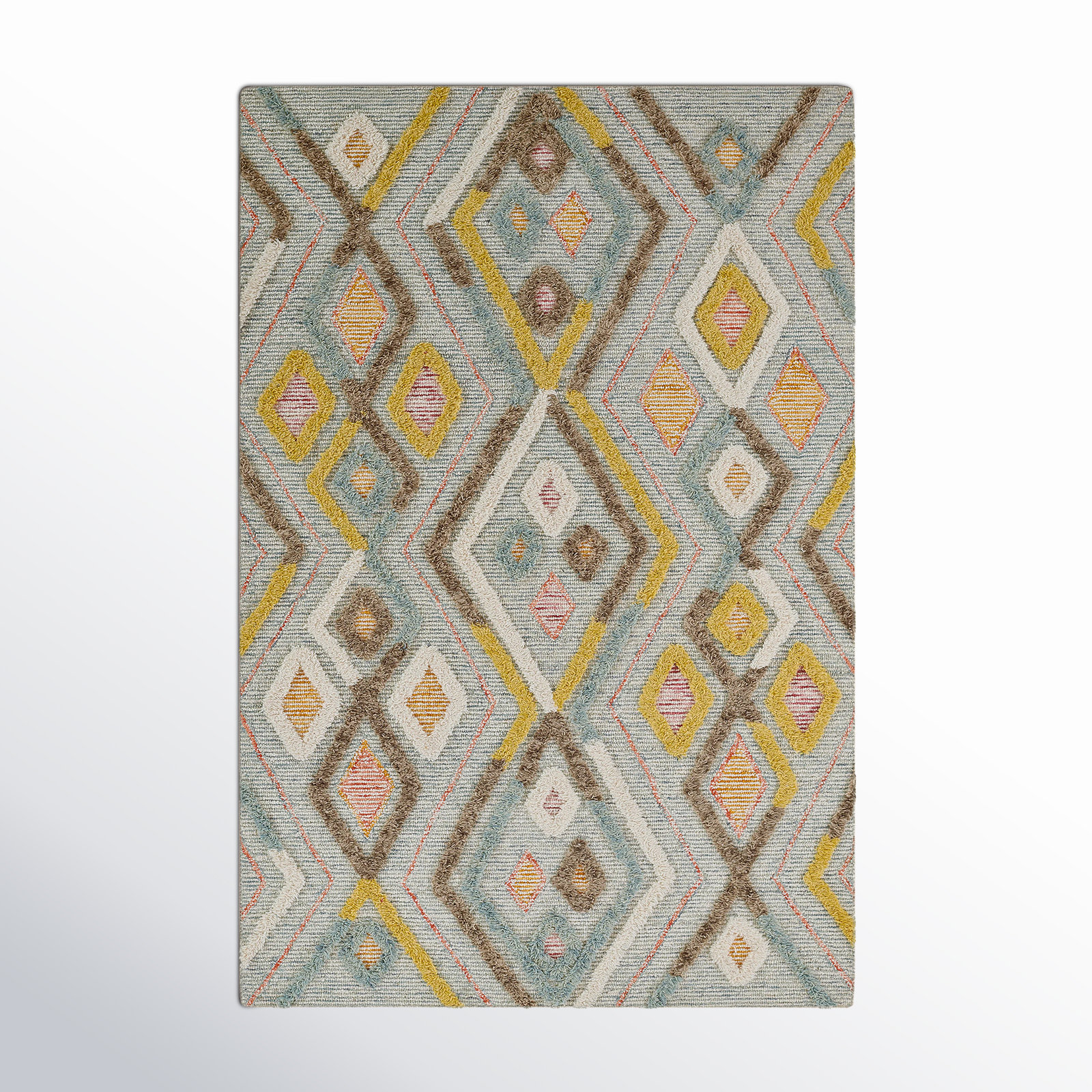 Joss & Main Chopin Select Allegro Handmade Shag Wool Gray/Yellow/Brown ...