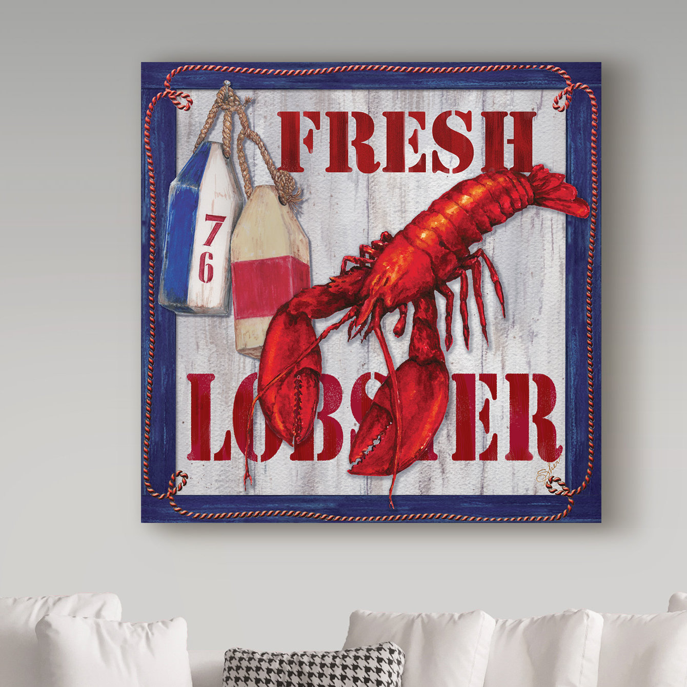 Trademark Fine Art 'Fresh Lobster Sign 2' Graphic Art Print on Wrapped ...