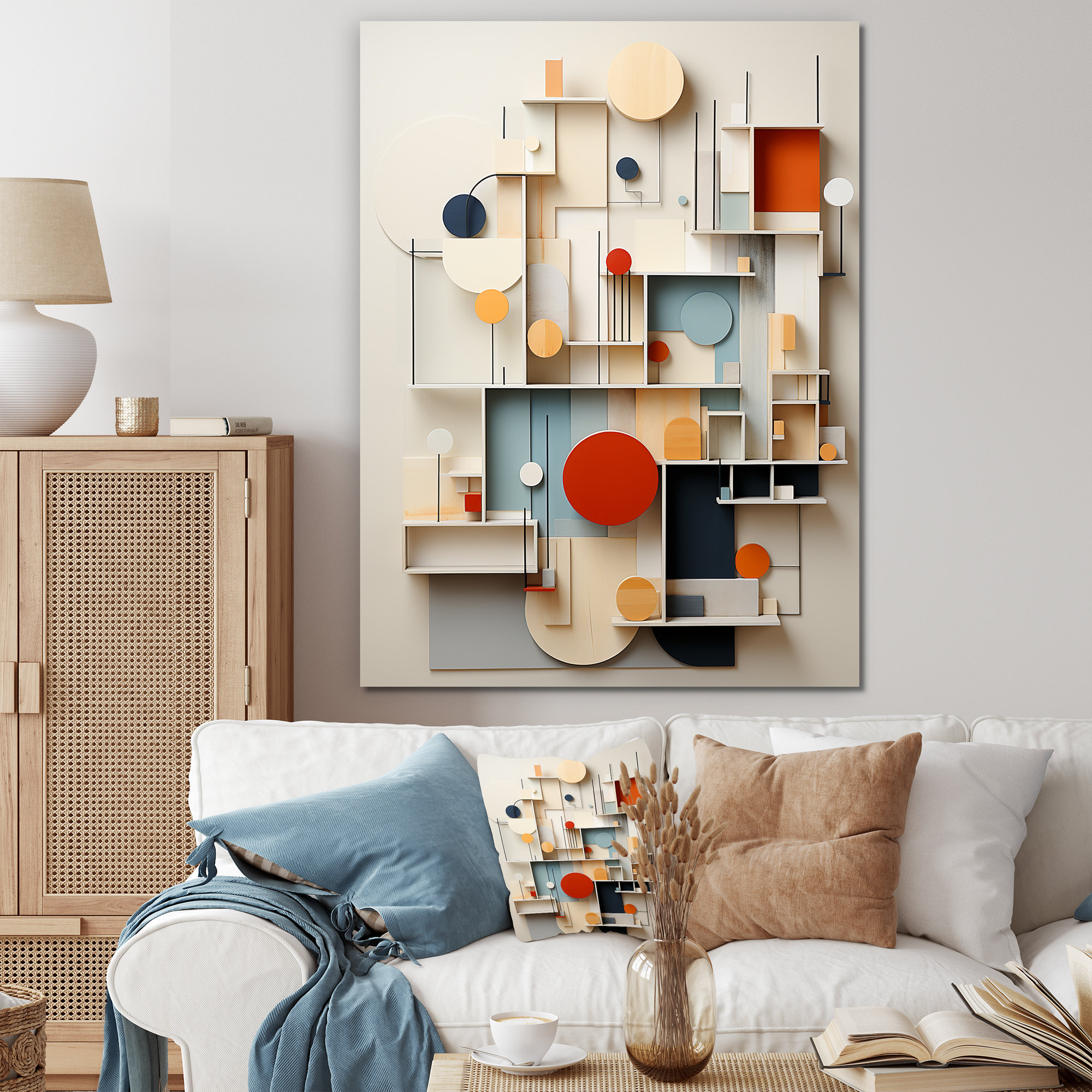 Design Art Abstract Geometric White And Blue Essential Forms - Abstract ...