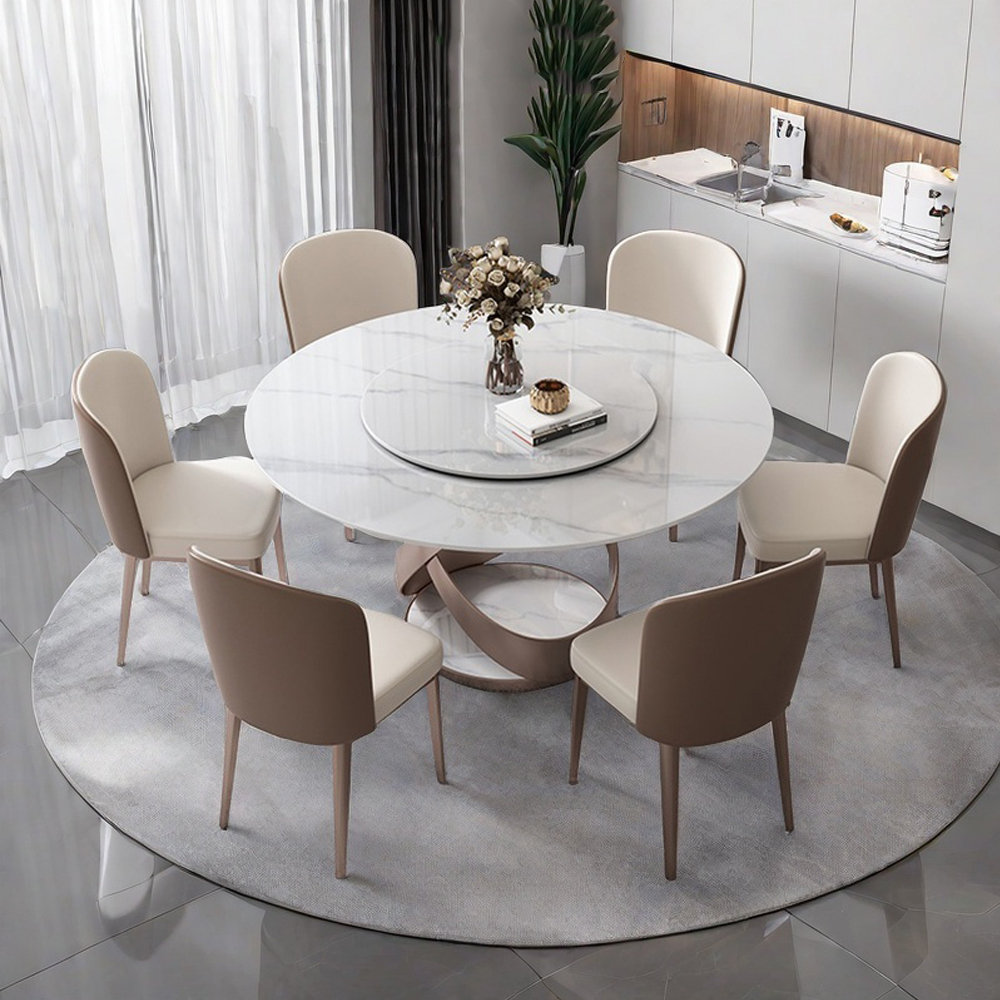 HEshihome Modern Round Sintered Stone Dining Table Sets - Wayfair Canada