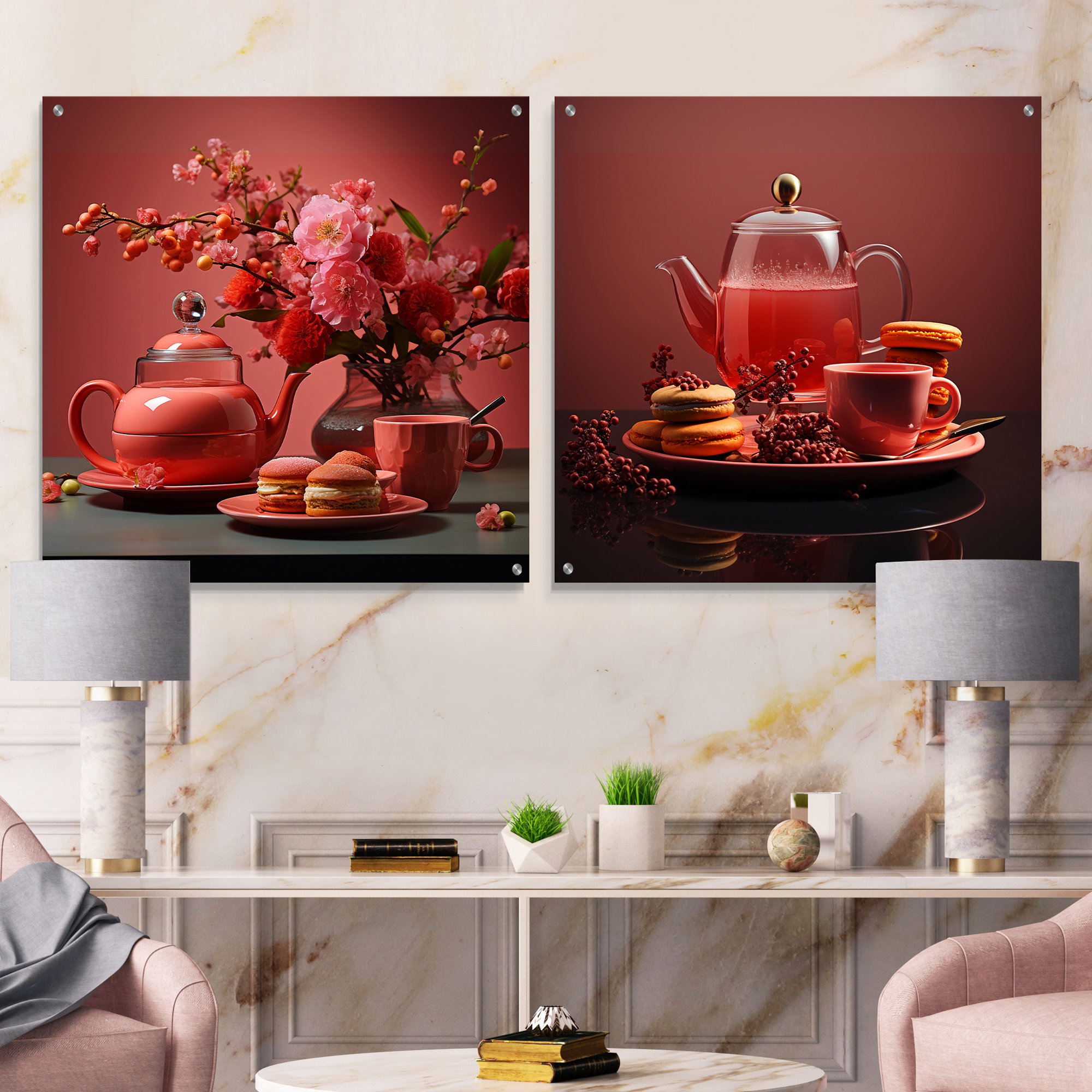 Lark Manor™ Afternoon Affair Pink Tea - Coffee & Tea Acrylic Wall Art ...