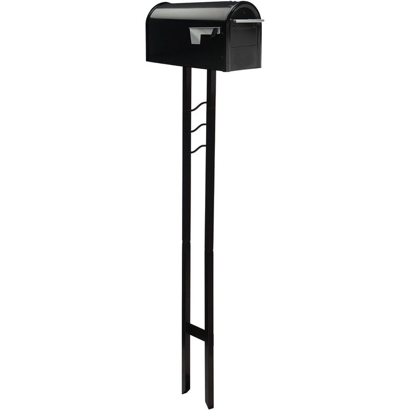 ZILNOX Galvanized Steel Mailbox and Post Kit, Black, Medium Capacity ...