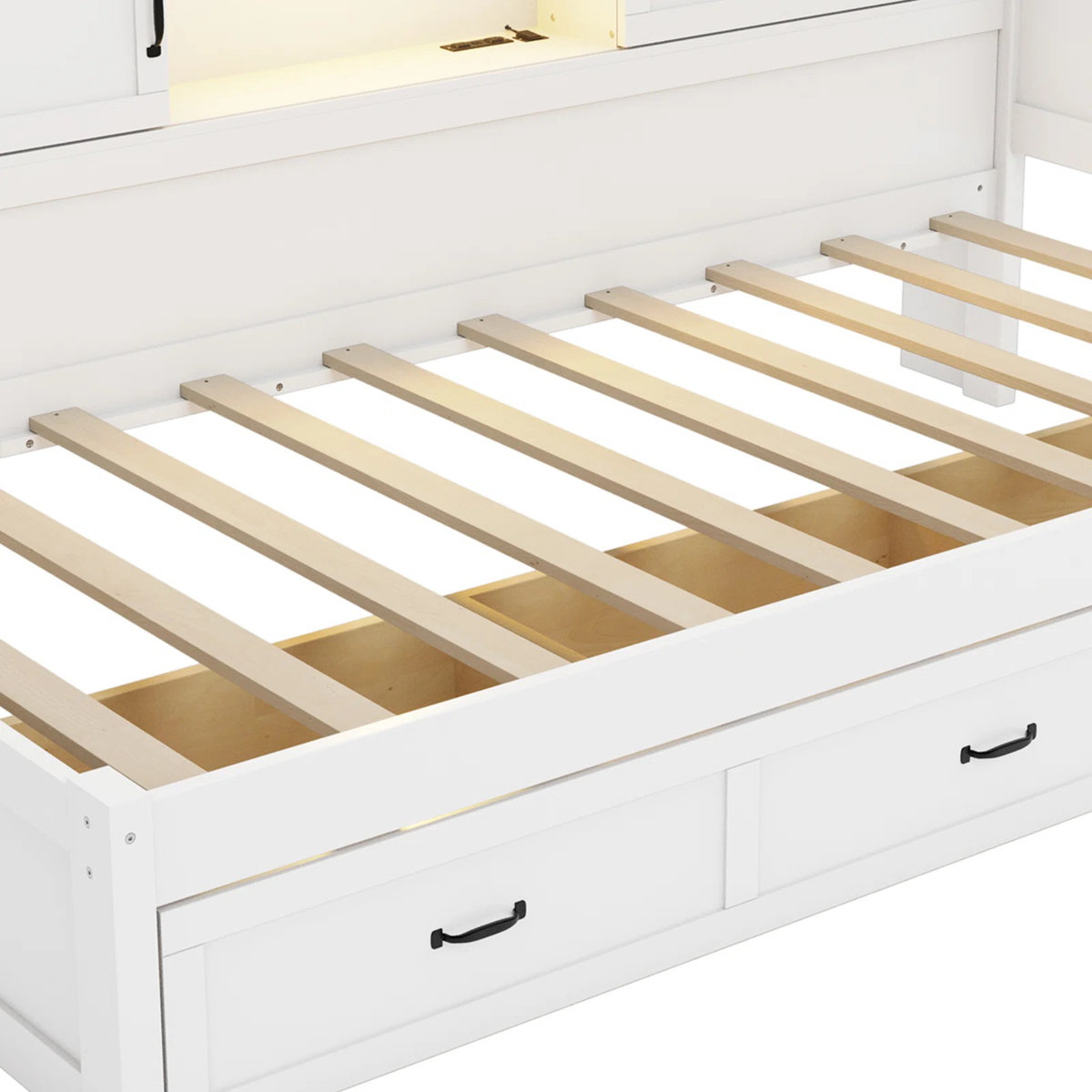 Red Barrel Studio® L-Shaped Corner Bed Frame With Drawer, Bookcase, Led ...