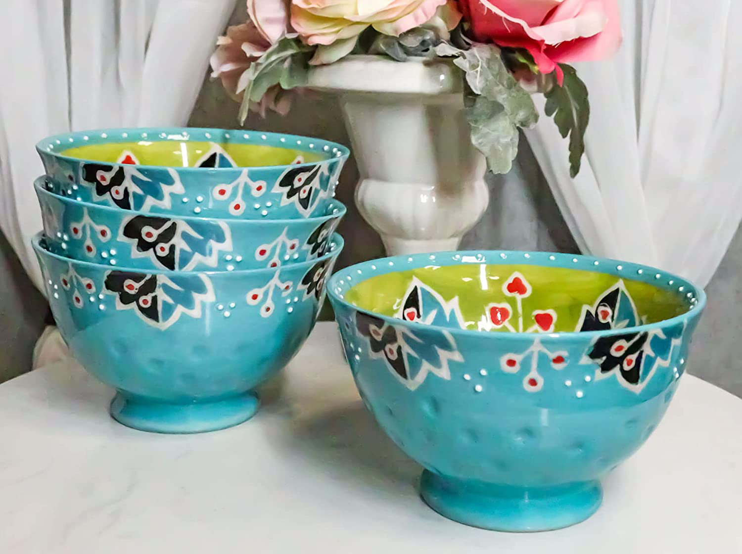 Dakota Fields Luxury Ottoman Style Textured Dining Bowls Set Of 4 Four ...