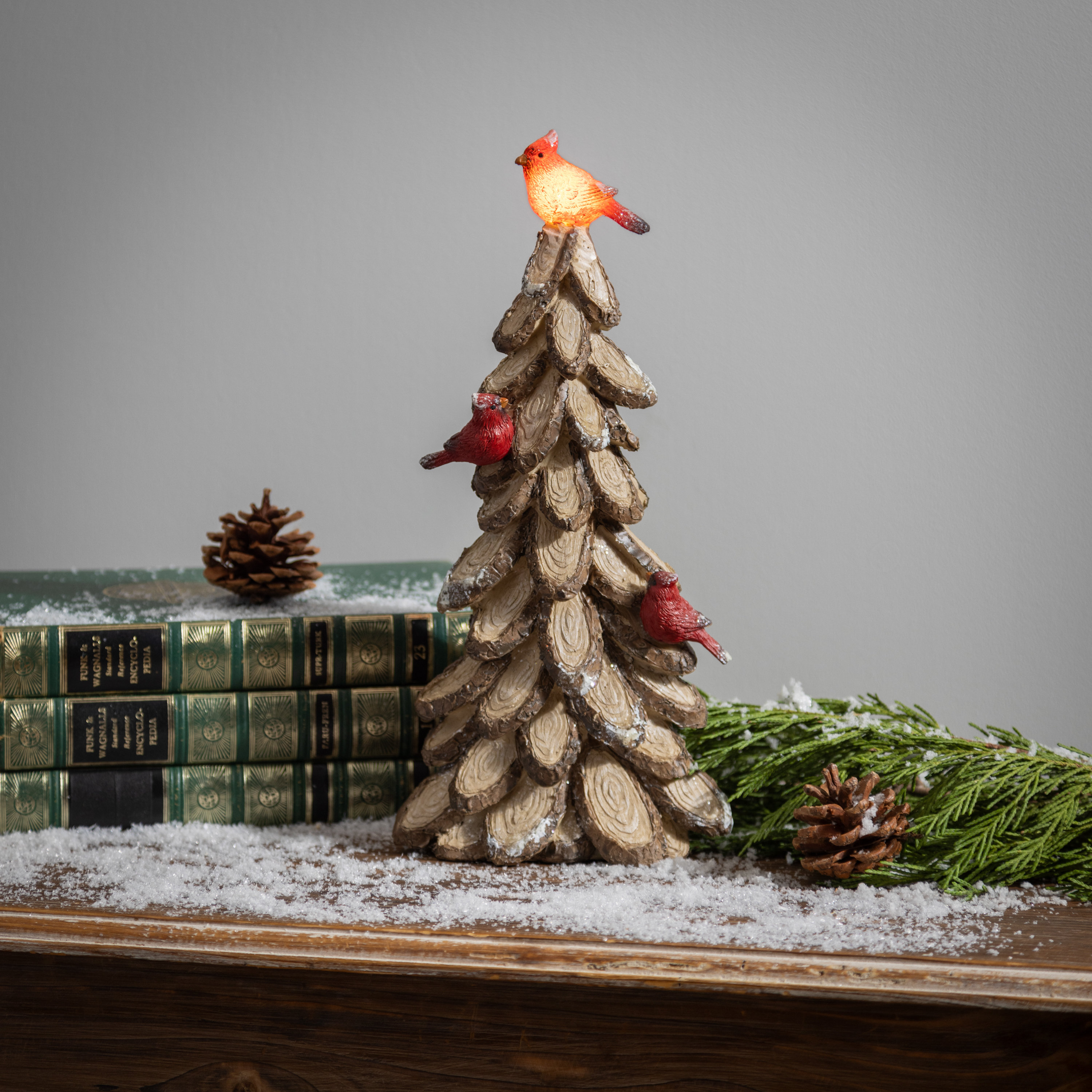 The Holiday Aisle® 11.5" LED Resin Tree with Cardinals Table Decor ...