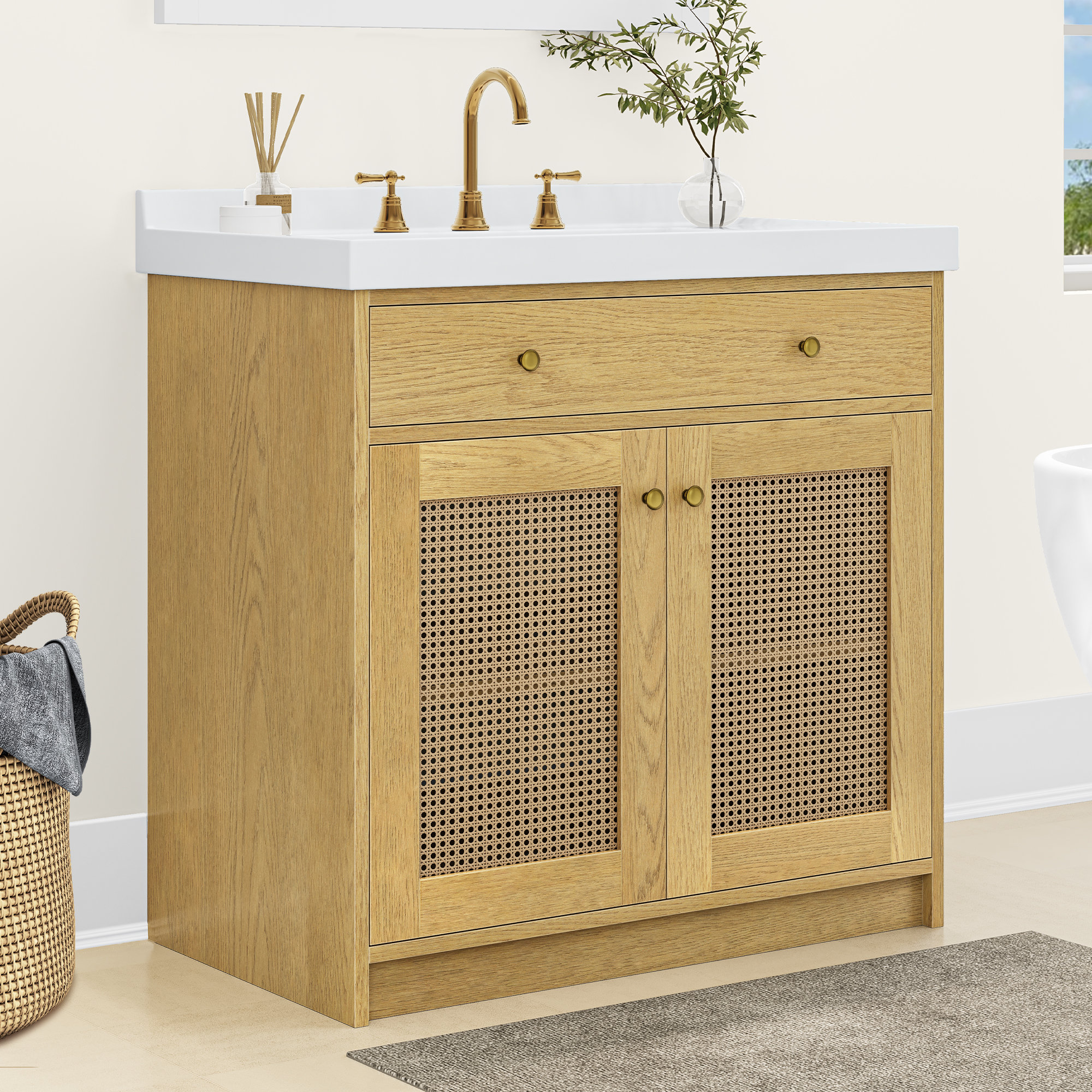 Beachcrest Home Baysinger 36.2'' Single Bathroom Vanity with Engineered ...