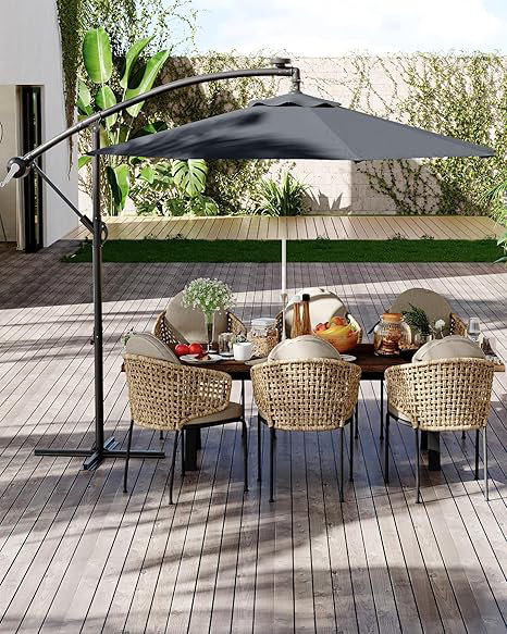 Arlmont & Co. 10 FT Hanging Cantilever Umbrella with 360 Degree ...
