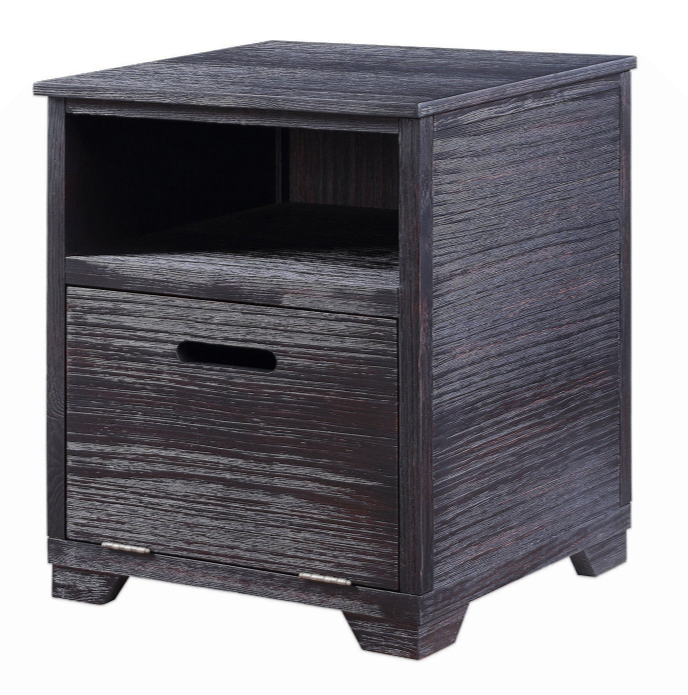 Gracie Oaks End Table with Drop-Down Door Open Wooden End Table Rustic ...