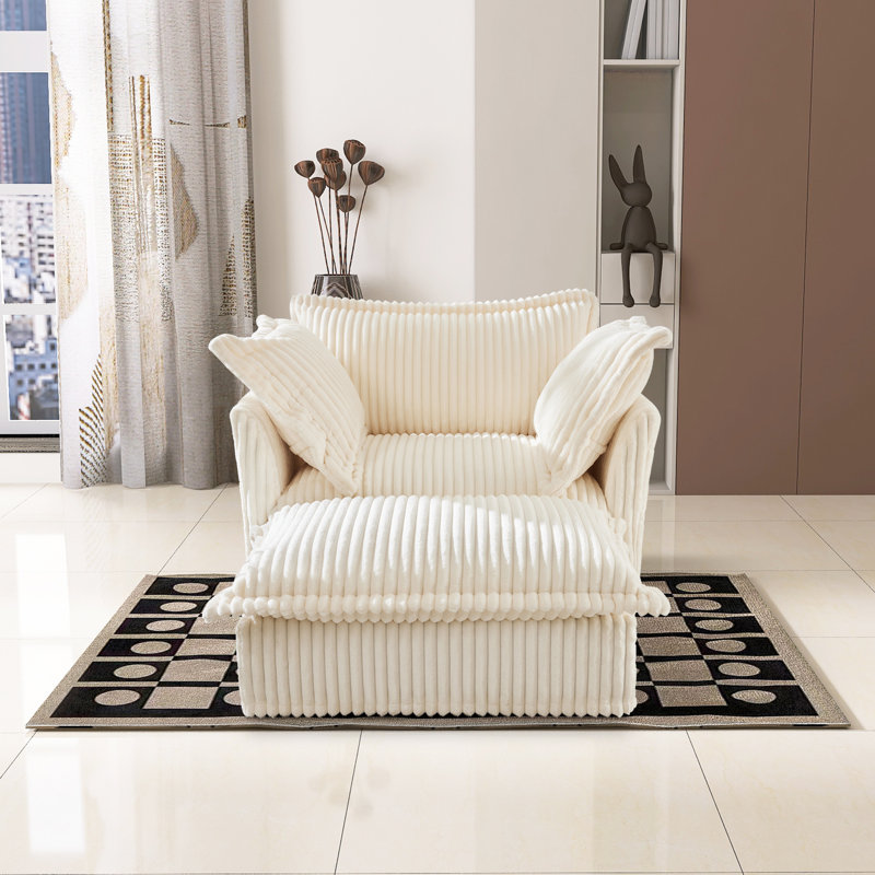 Latitude Run® Deep Seat Armchair with Ottoman and Soft Pillows | Wayfair
