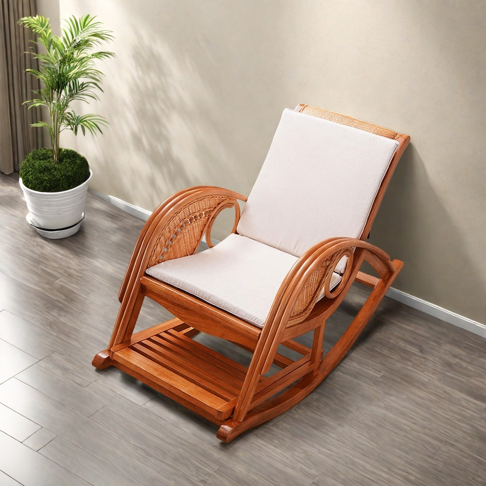 PPEDKS Comfortable solid wood rattan rocking chair | Wayfair