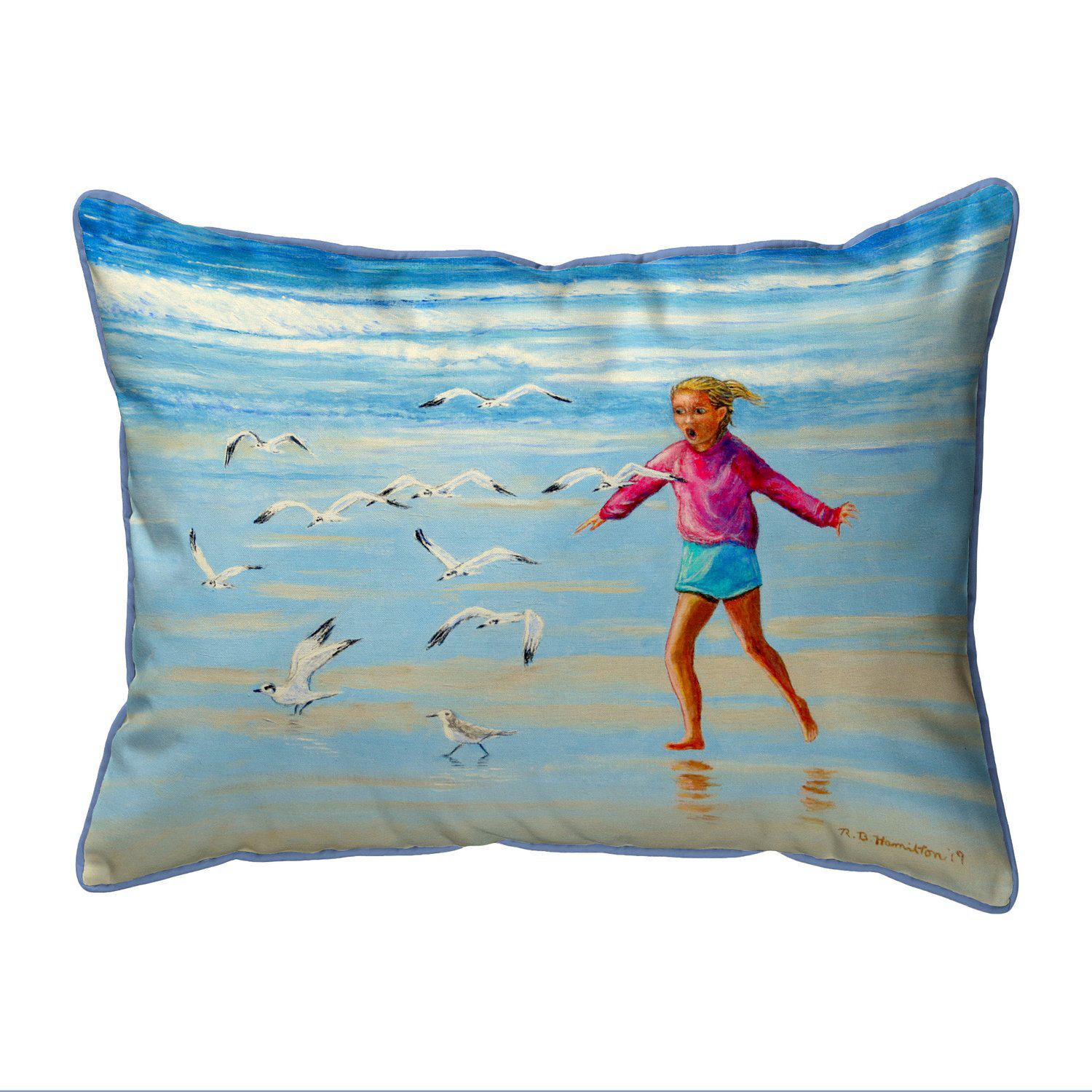 Betsy Drake Interiors Chasing Gulls Outdoor Rectangular Pillow Cover ...